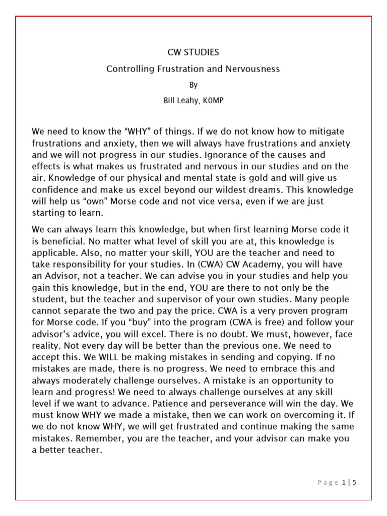 Mastering Morse Code: Overcoming Frustration | PDF | Knowledge