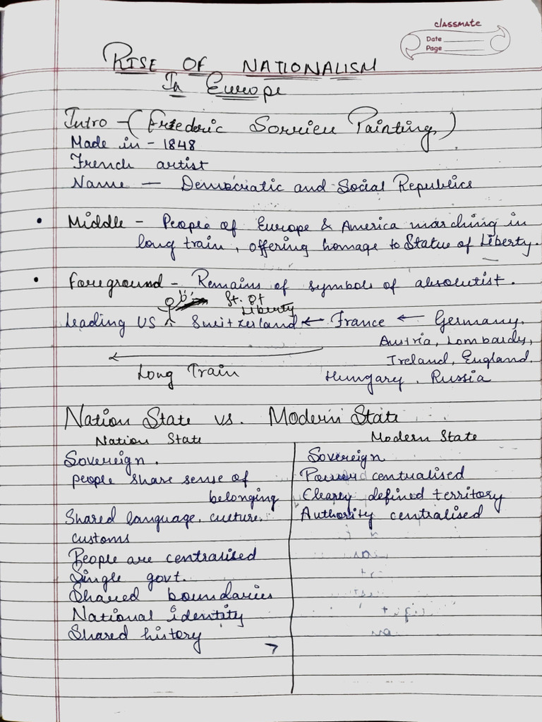 Rise of Nationalism in Europe Notes | PDF