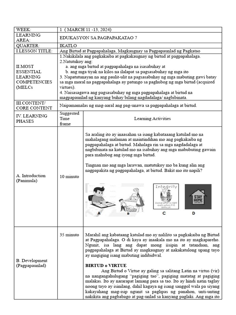 Lesson Plan Esp Week 1 | PDF