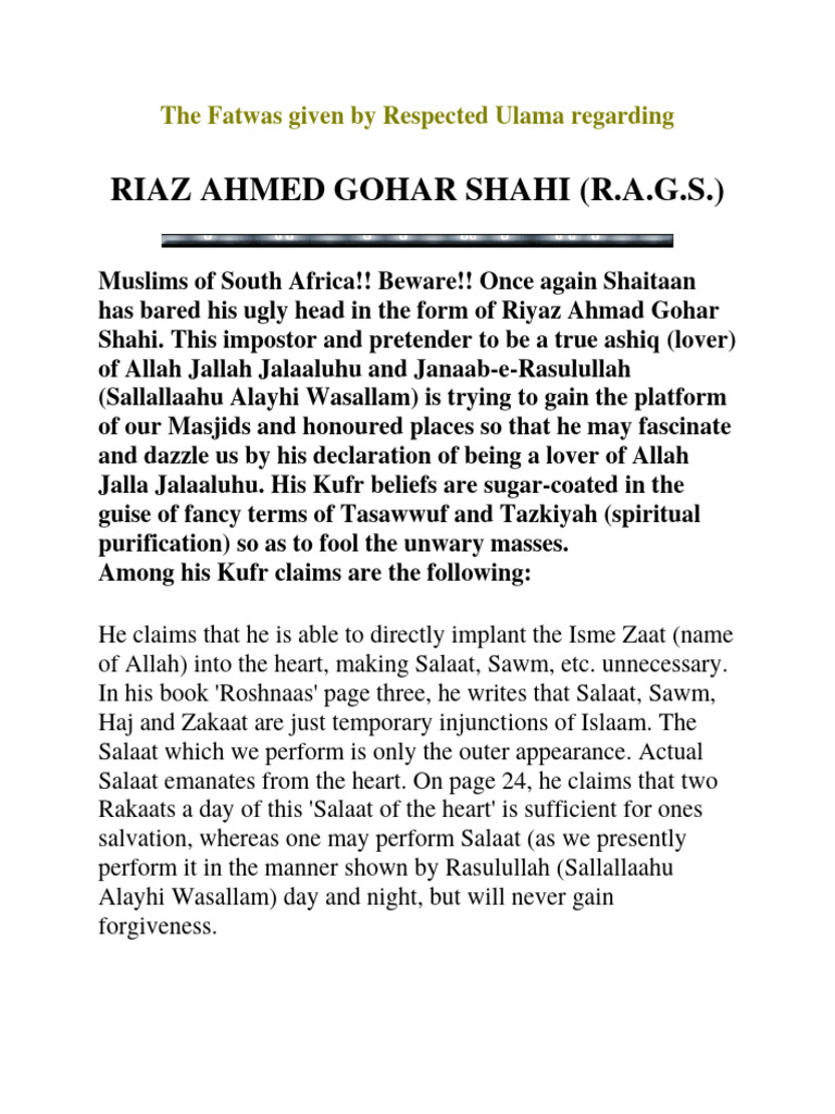 Gohar Shahi Fatwa | PDF
