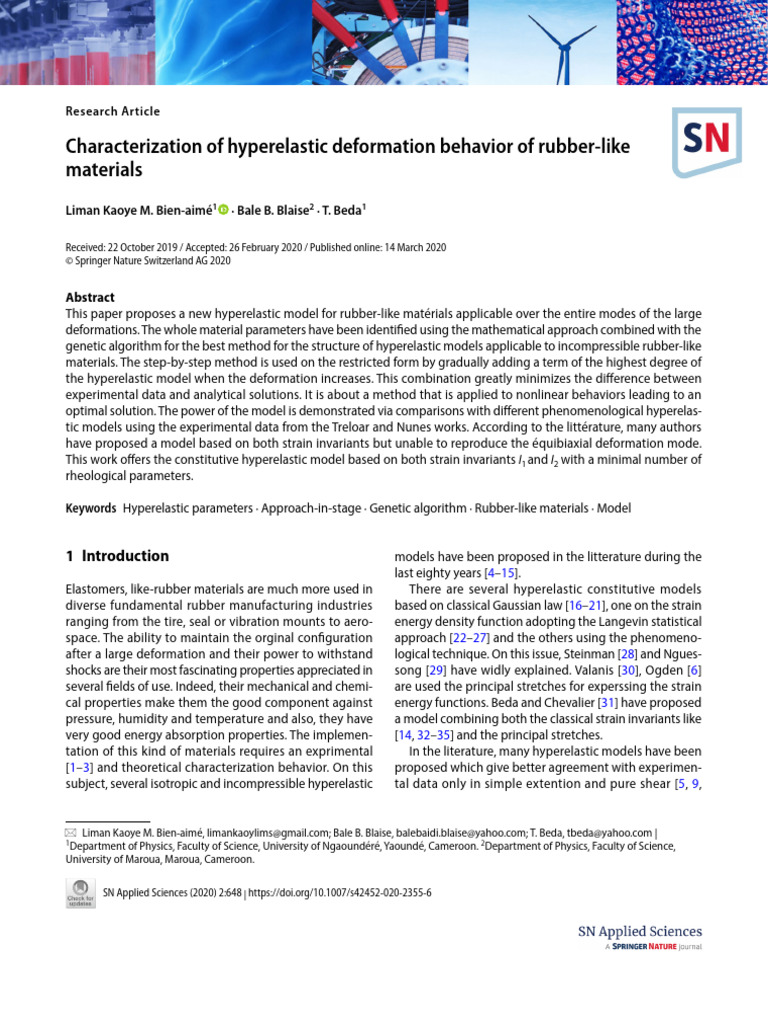 Hyperelastic Model for Rubber-Like Materials | PDF | Elasticity ...
