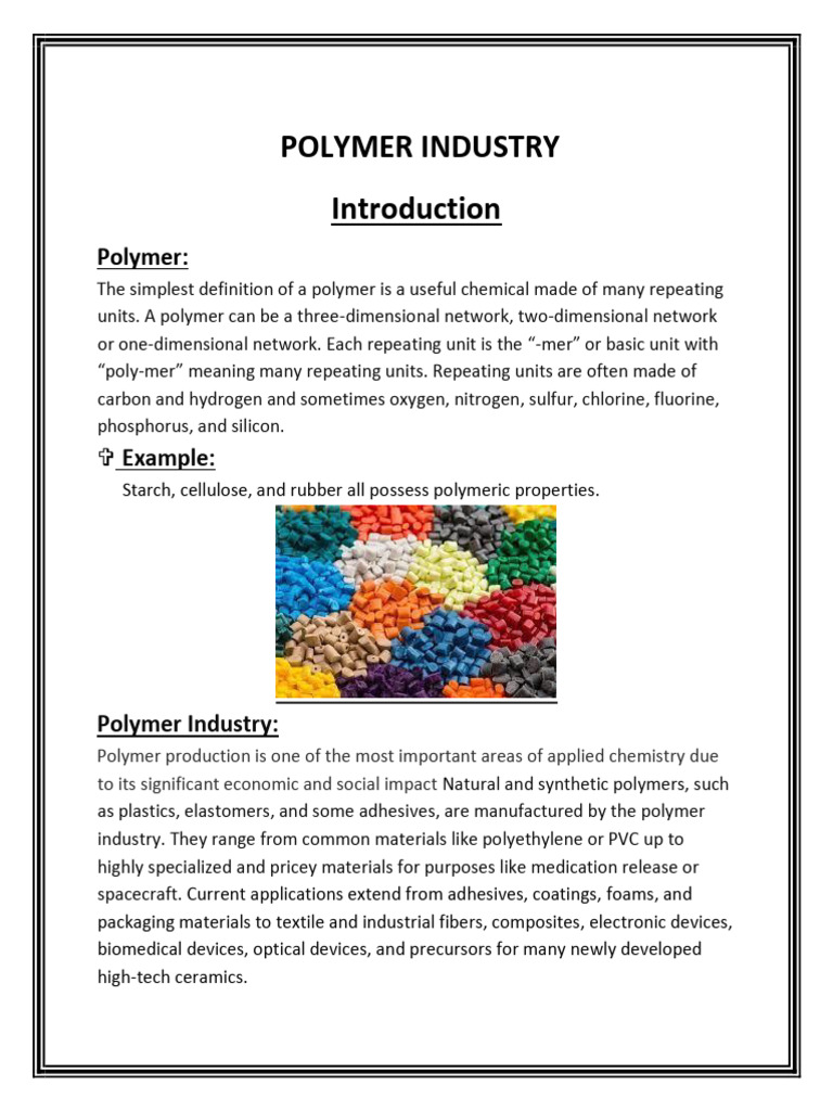 Polymer Industry | Download Free PDF | Polymers | Polymerization