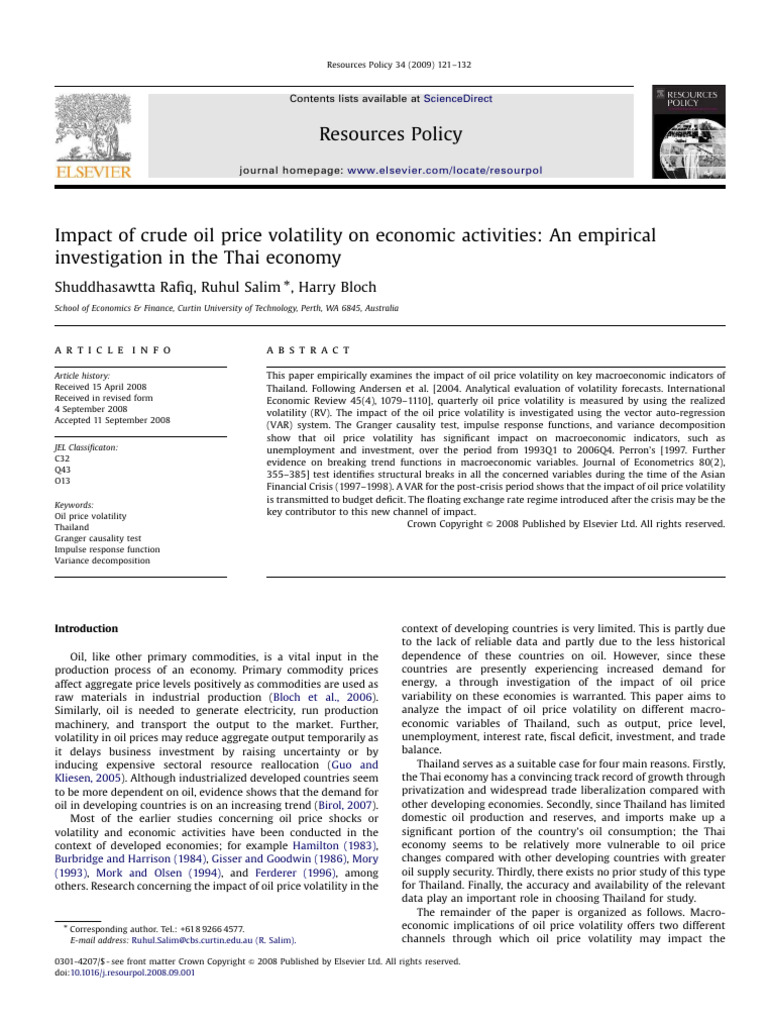 Impact_of_crude_oil_price_volatility_on | PDF | Vector Autoregression | Price Of Oil
