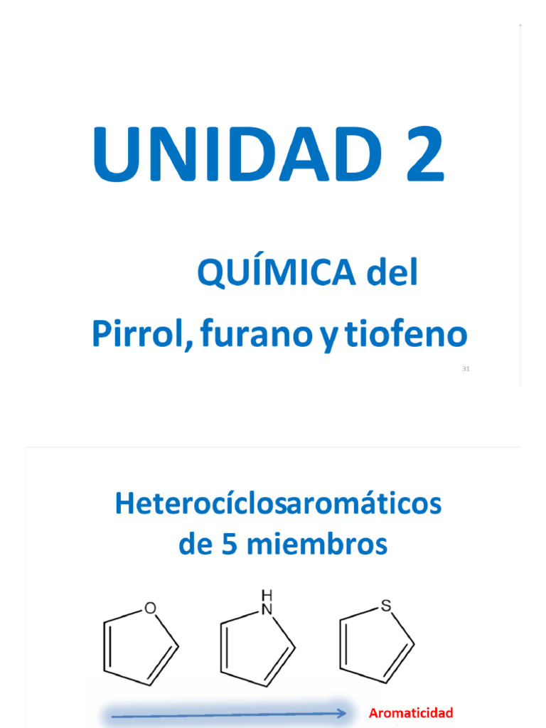 QUÍMICA Del Pirrol, Furano y Tiofeno | PDF