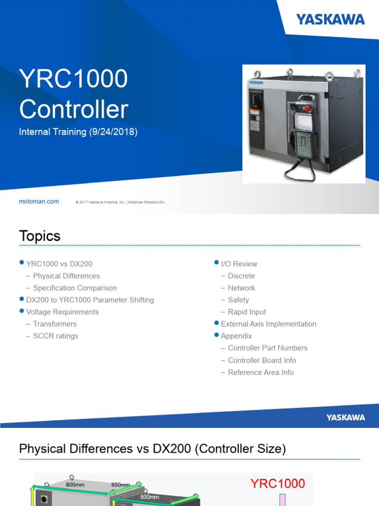 YRC1000 Controller Training Material 9-24-2018 - Rev0 | PDF | Network ...