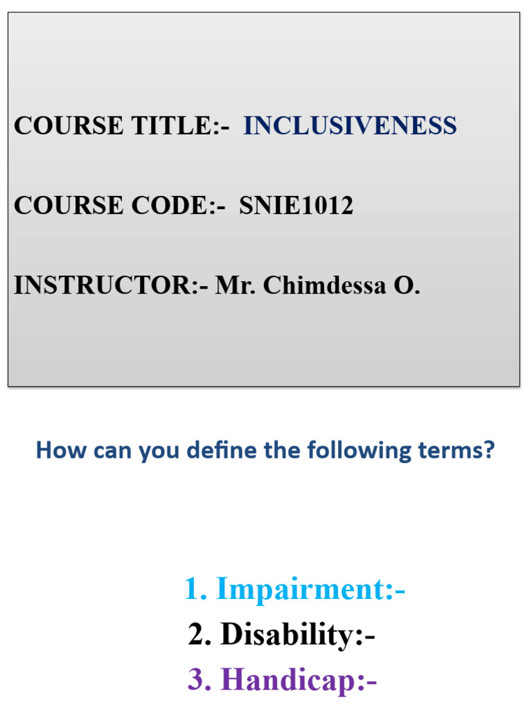INCLUSIVE SLIDE | PDF | Intellectual Disability | Hearing Loss