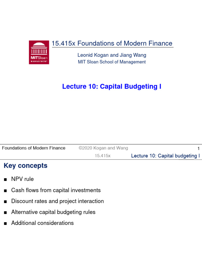 Lecture | PDF | Capital Budgeting | Net Present Value