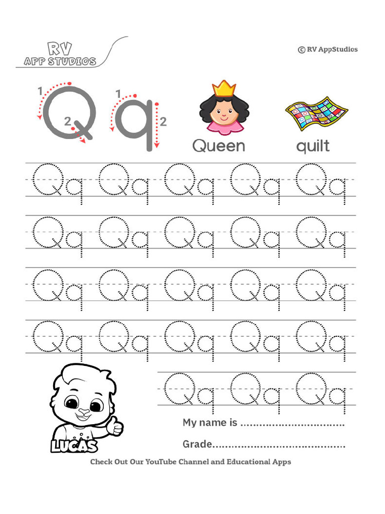 260 Free Printable Worksheets for Kids Alphabet Letter Qq Tracing | PDF