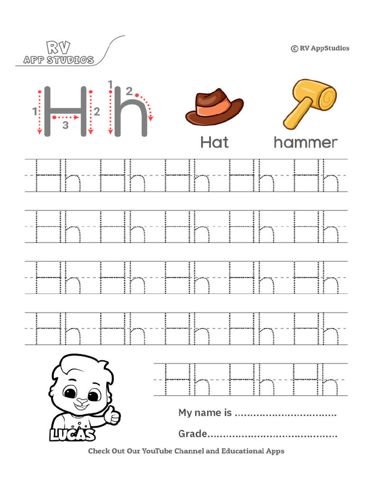 251 Free Printable Worksheets For Kids Alphabet Letter HH Tracing | PDF