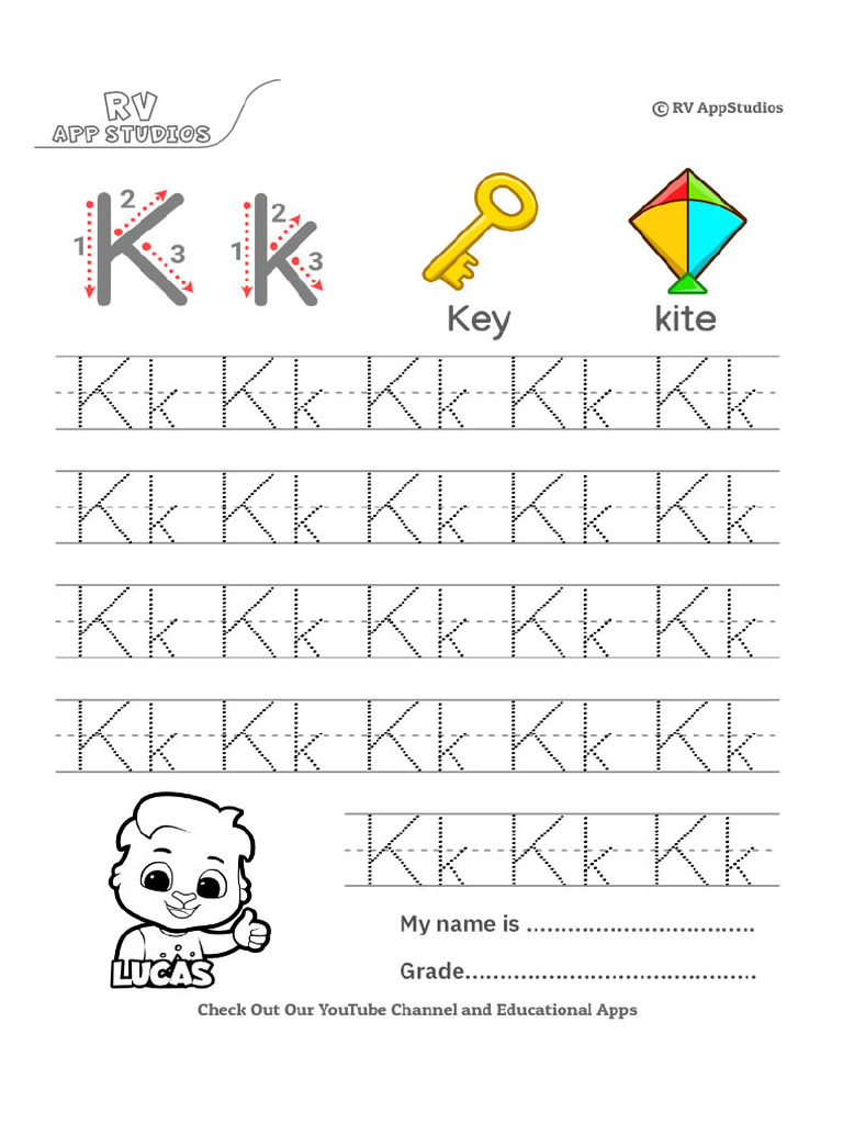 254 Free Printable Worksheets For Kids Alphabet Letter KK Tracing | PDF