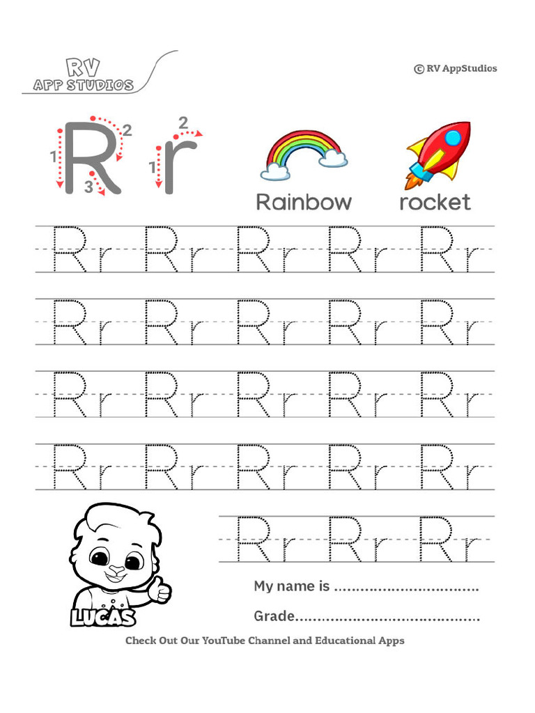 261 Free Printable Worksheets for Kids Alphabet Letter Rr Tracing | PDF