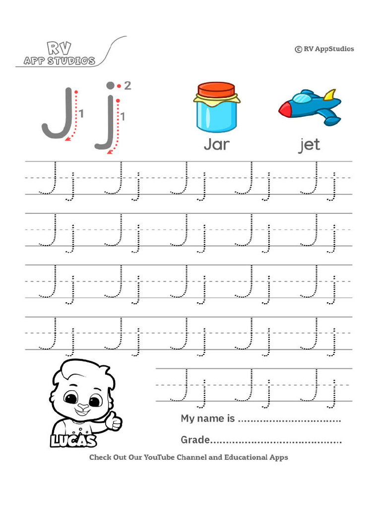 253 Free Printable Worksheets For Kids Alphabet Letter JJ Tracing | PDF