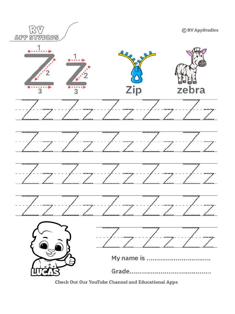 269 Free Printable Worksheets for Kids Alphabet Letter Zz Tracing | PDF