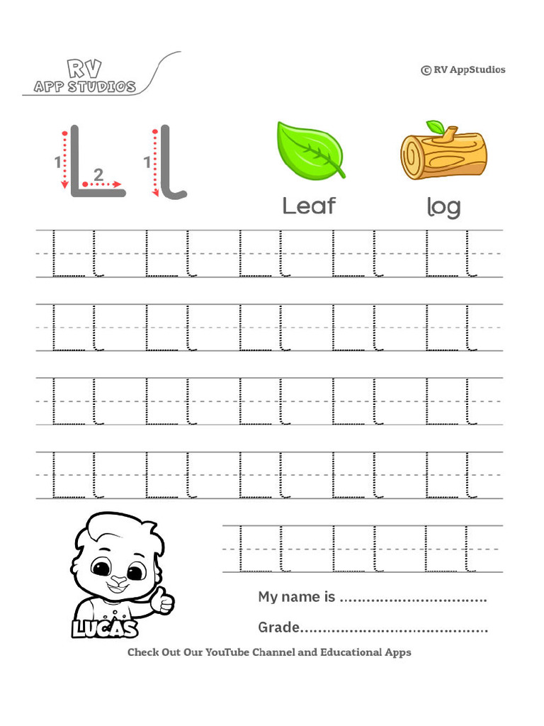 255 Free Printable Worksheets For Kids Alphabet Letter LL Tracing | PDF