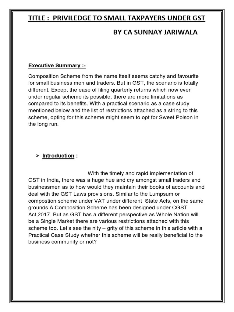 GST Composition Scheme Insights | PDF | Value Added Tax | Taxes