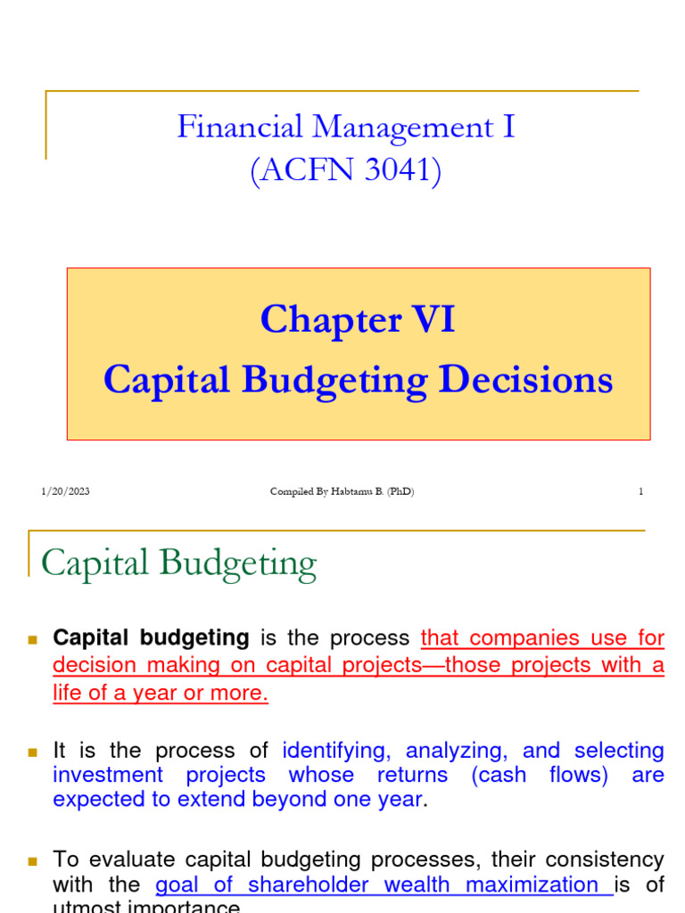 Chapter VI - Capital Budgeting | Download Free PDF | Net Present Value | Internal Rate Of Return