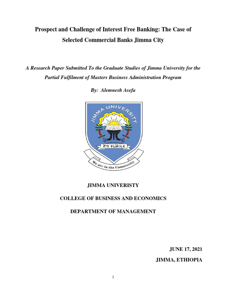 Alemnesh Asefa MBA. (Jimma) | PDF | Islamic Banking And Finance | Banks
