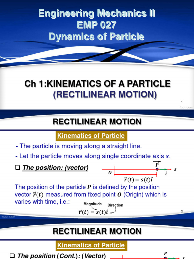 Ch 1 1- Rectilinear Motion | PDF | Kinematics | Euclidean Vector