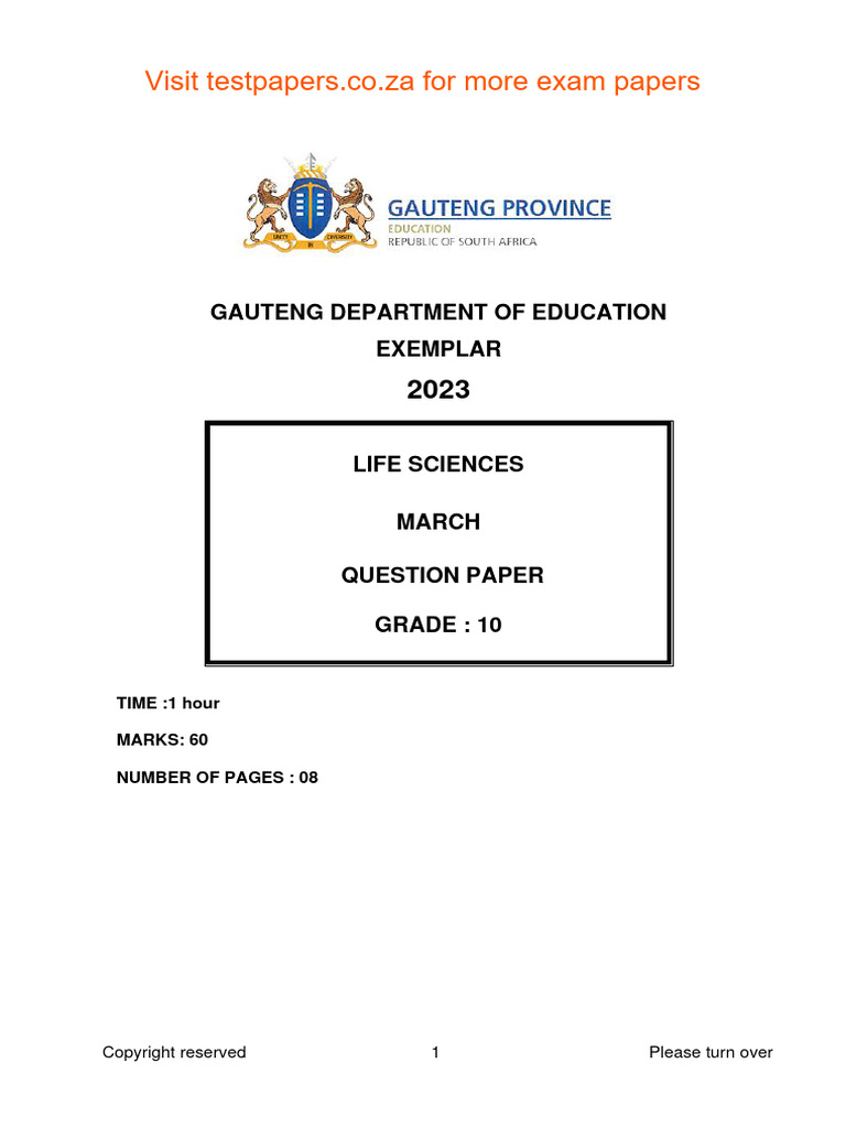 GR 10 Life Science (English) March 2023 Quetion Paper | PDF | Food Web ...