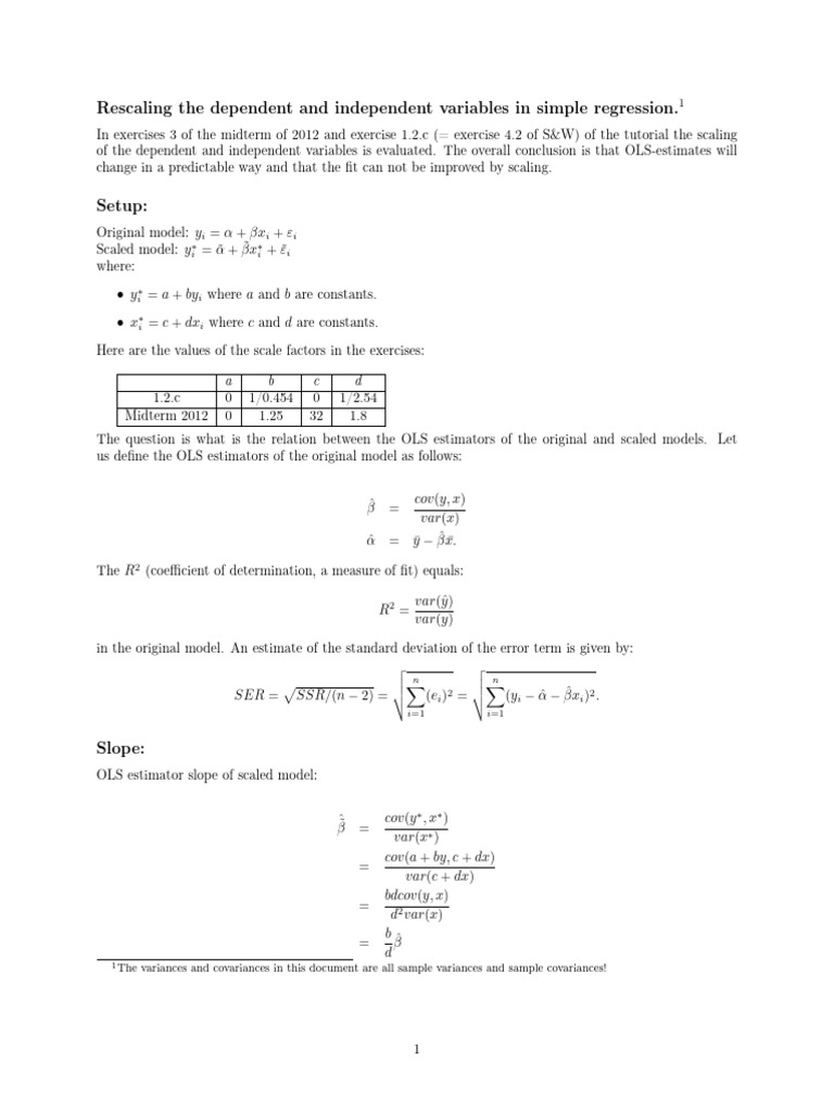 Scaling in General | PDF | Ordinary Least Squares | Errors And Residuals
