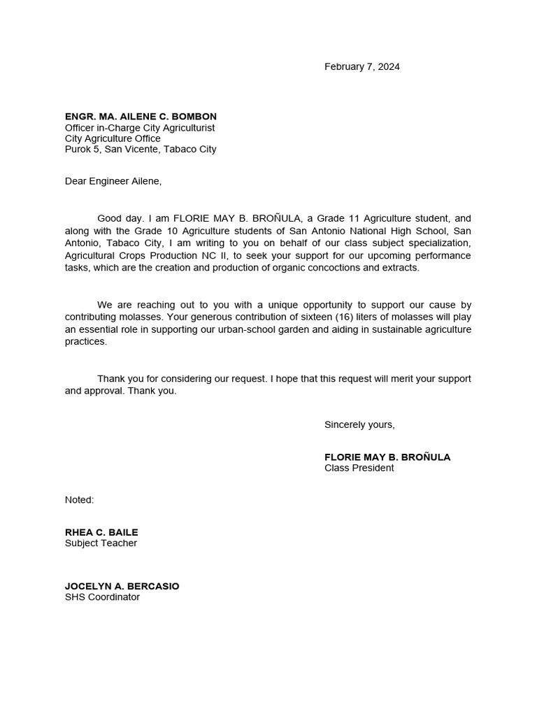 Request Letter 2024 | PDF | Agricultural Science | Agriculture