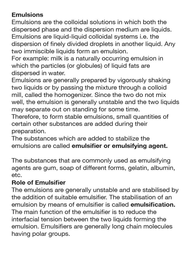 Understanding Emulsions and Gels | PDF | Emulsion | Applied And Interdisciplinary Physics