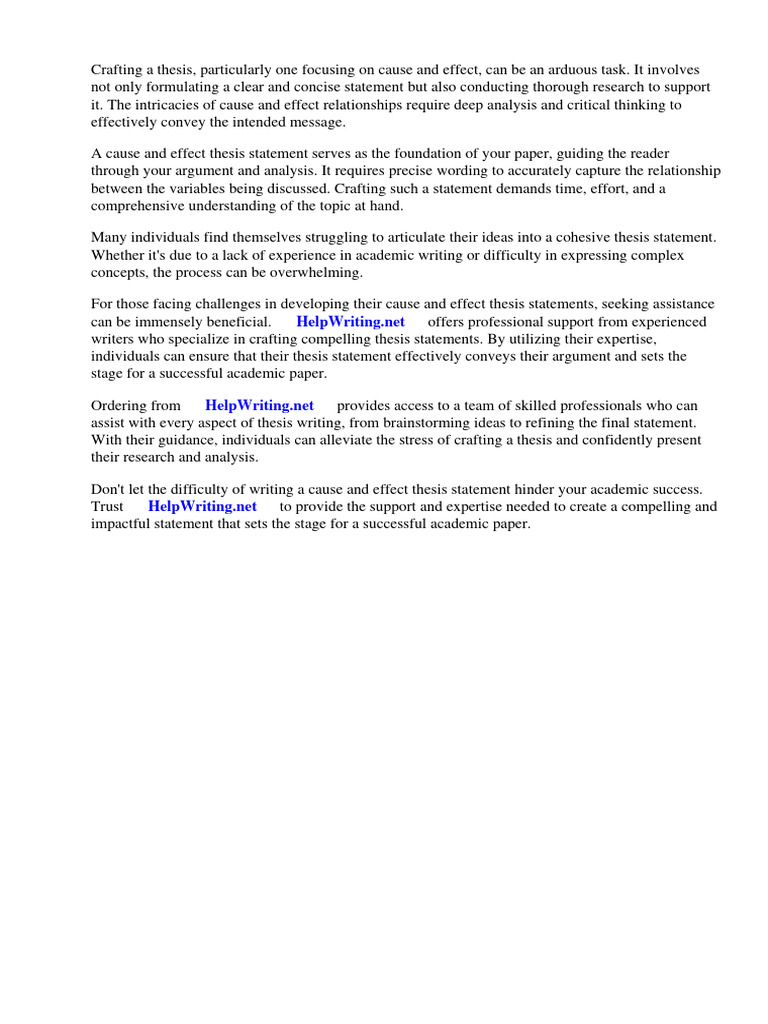 Cause and Effect Thesis Statement Template | Download Free PDF | Essays ...