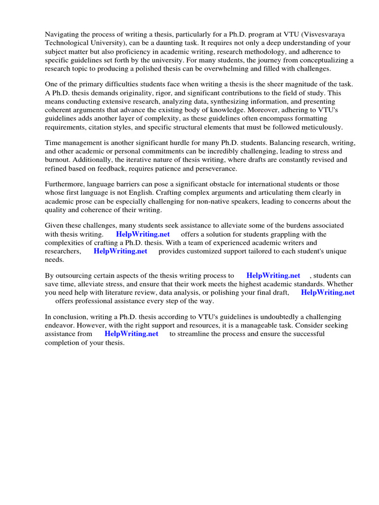 Vtu Phd Thesis Guidelines | PDF | Thesis | Doctor Of Philosophy