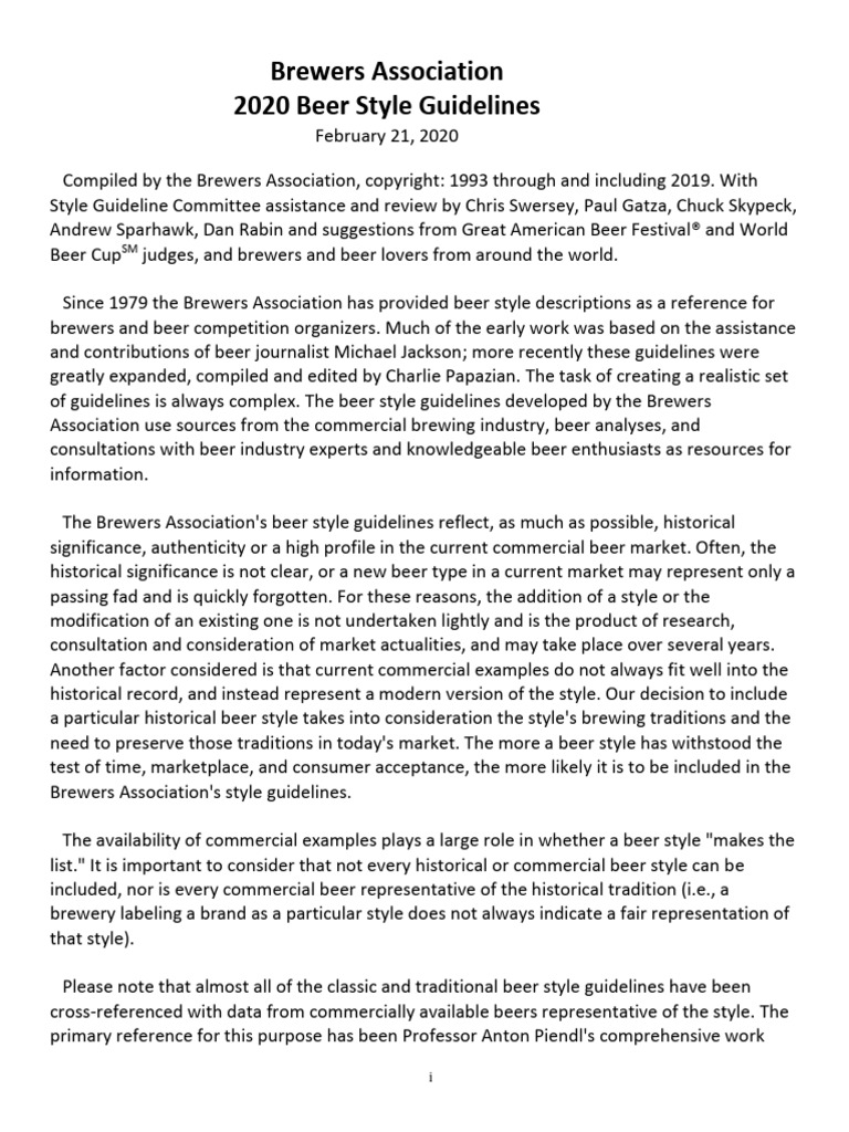 Guia de Estilos - Brewers Association 2020 | PDF | Ale | Beer