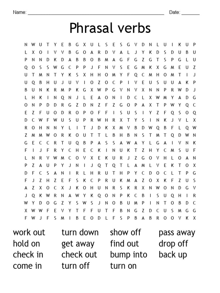 Phrasal Verbs Wordsearch | PDF