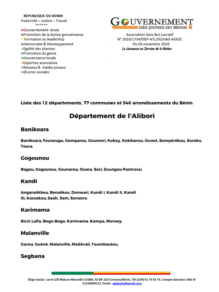 Départements Et Communes Du Bénin Pdf