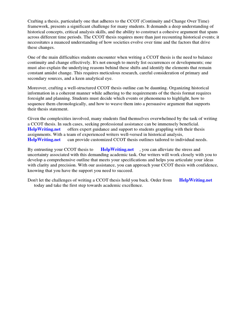 Ccot Thesis Outline | PDF | Essays