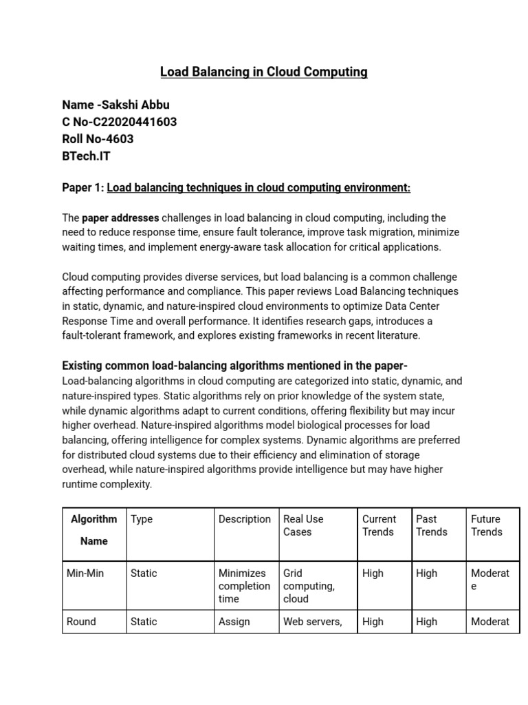 DS T1 Report - Load Balancing in Cloud Computing | PDF | Load Balancing (Computing) | Cloud ...