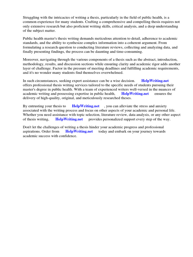 Public Health Masters Thesis Examples | PDF | Thesis | Public Health