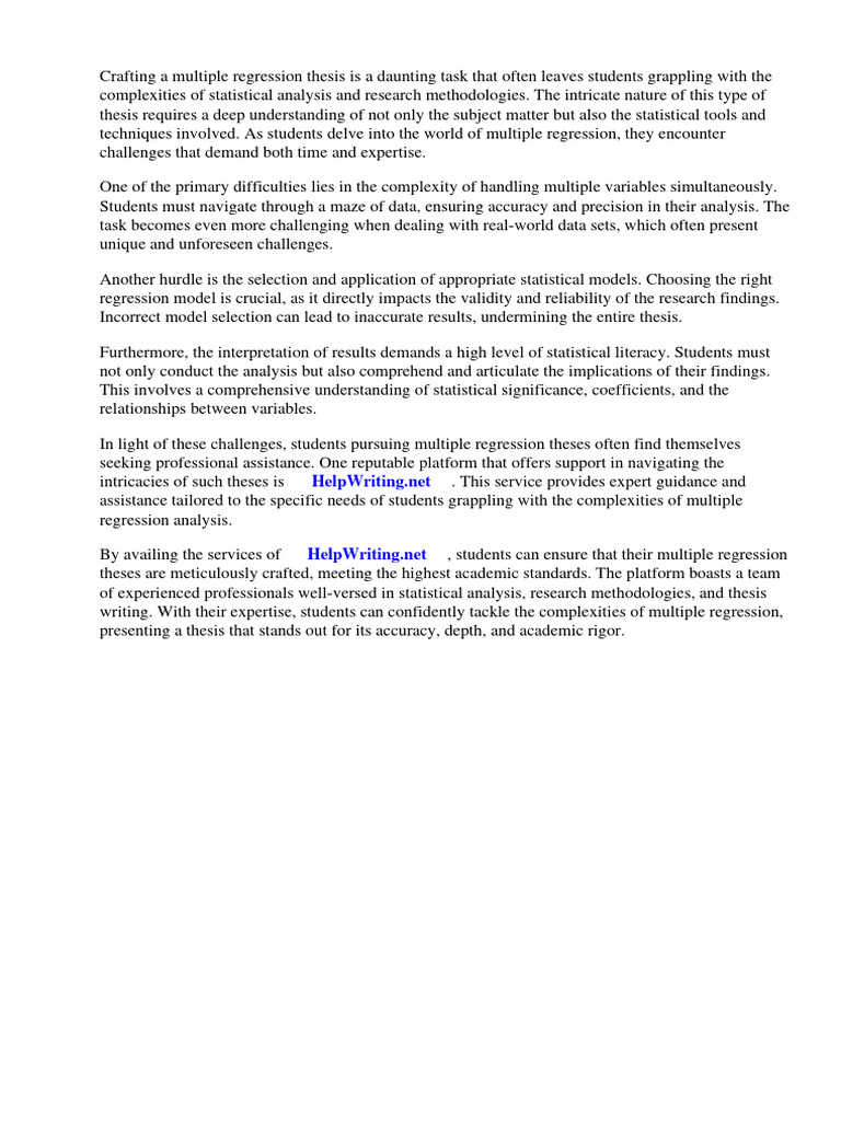 Multiple Regression Thesis Example | PDF