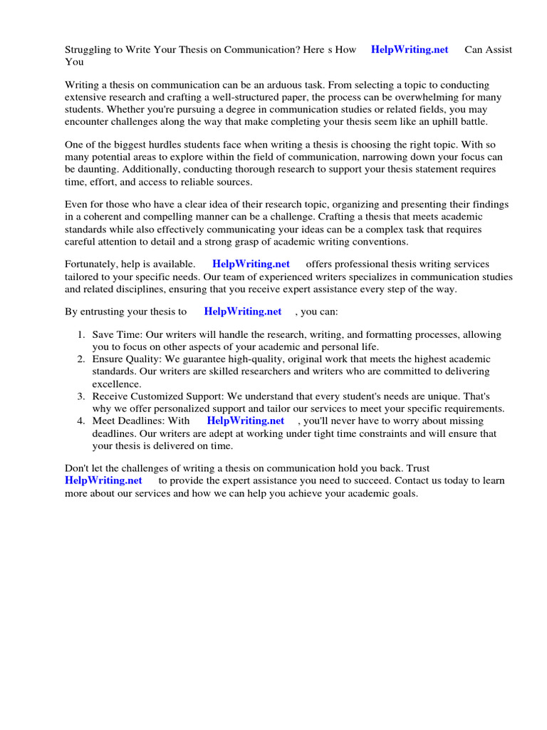 Communication Thesis Topics Ideas | PDF | Thesis | Communication