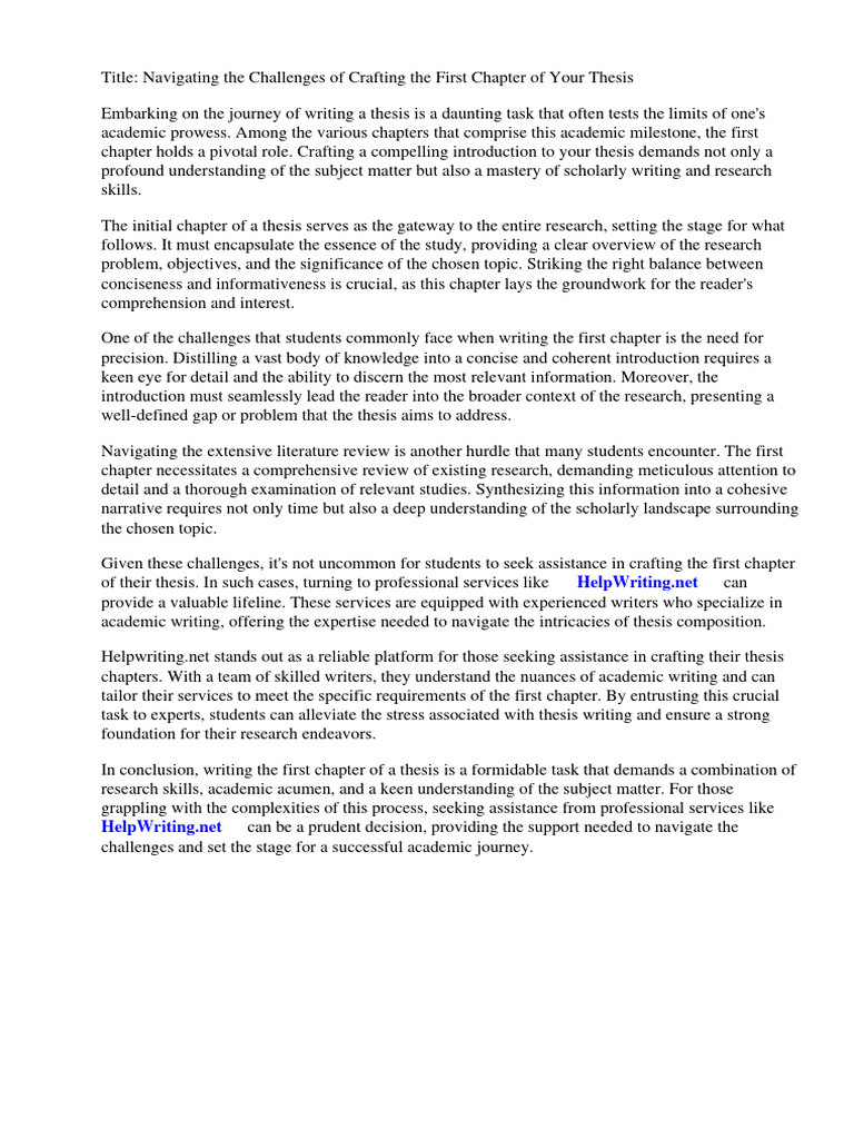 Thesis First Chapter | PDF | Thesis