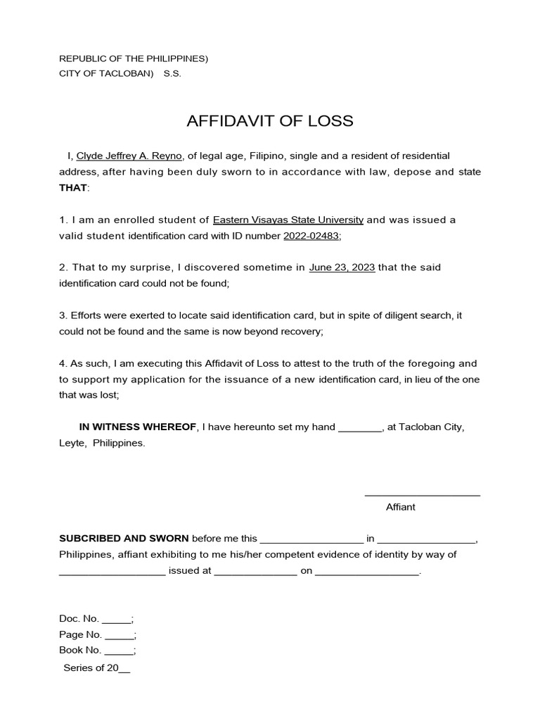 Affidavit of Loss | PDF