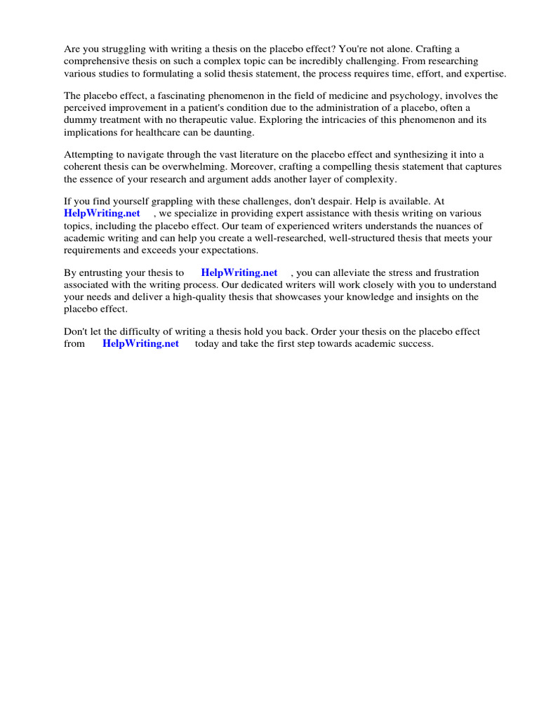 Essay On Placebo Effect With Thesis Statement | PDF | Placebo ...