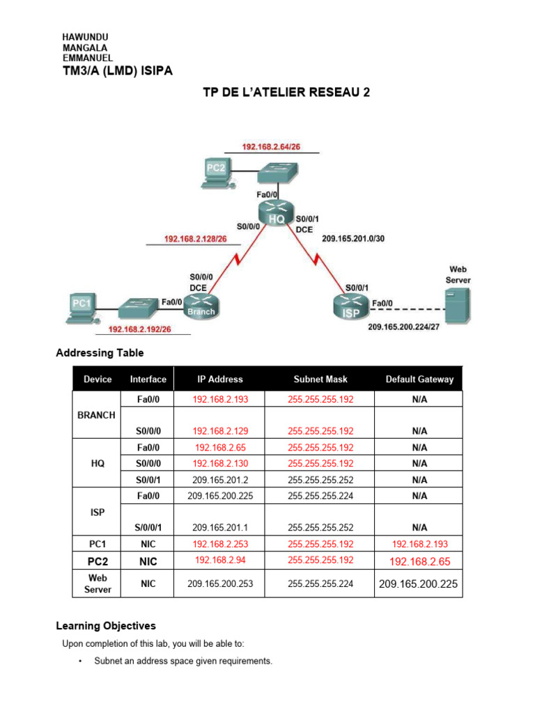 Tp Atelier Reseau 2 | PDF | Computer Network | Router (Computing)