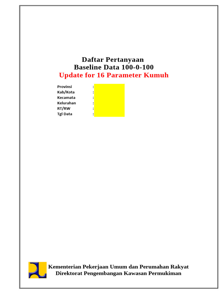 Kosong FORM BASELINE 16 Kriteria | PDF