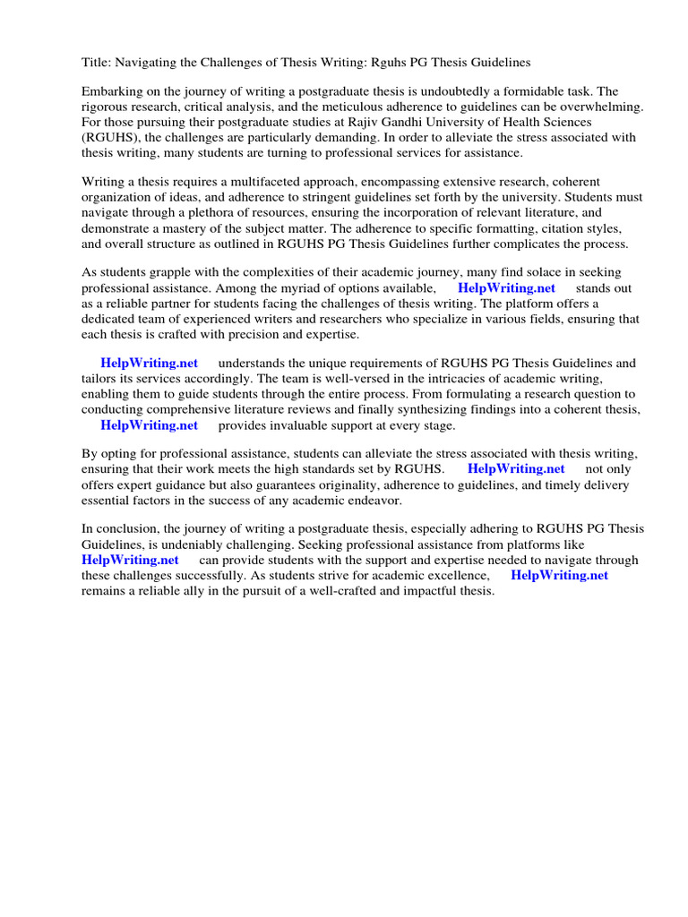 Rguhs PG Thesis Guidelines | PDF | Medicine | Thesis