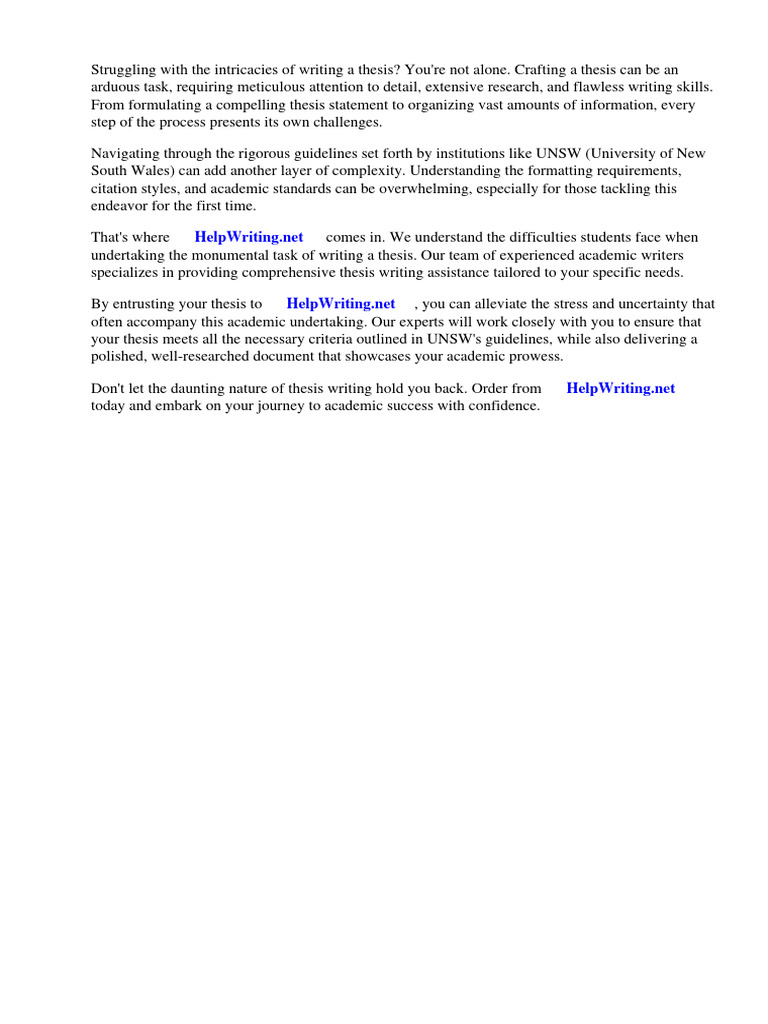 Unsw Thesis Writing Guidelines | PDF | Thesis | Psychologist