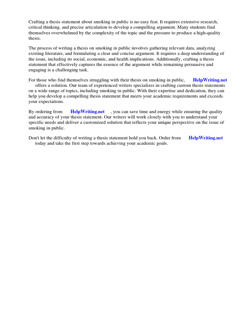 Thesis Statement About Smoking in Public | PDF | Tobacco Smoking | Addiction