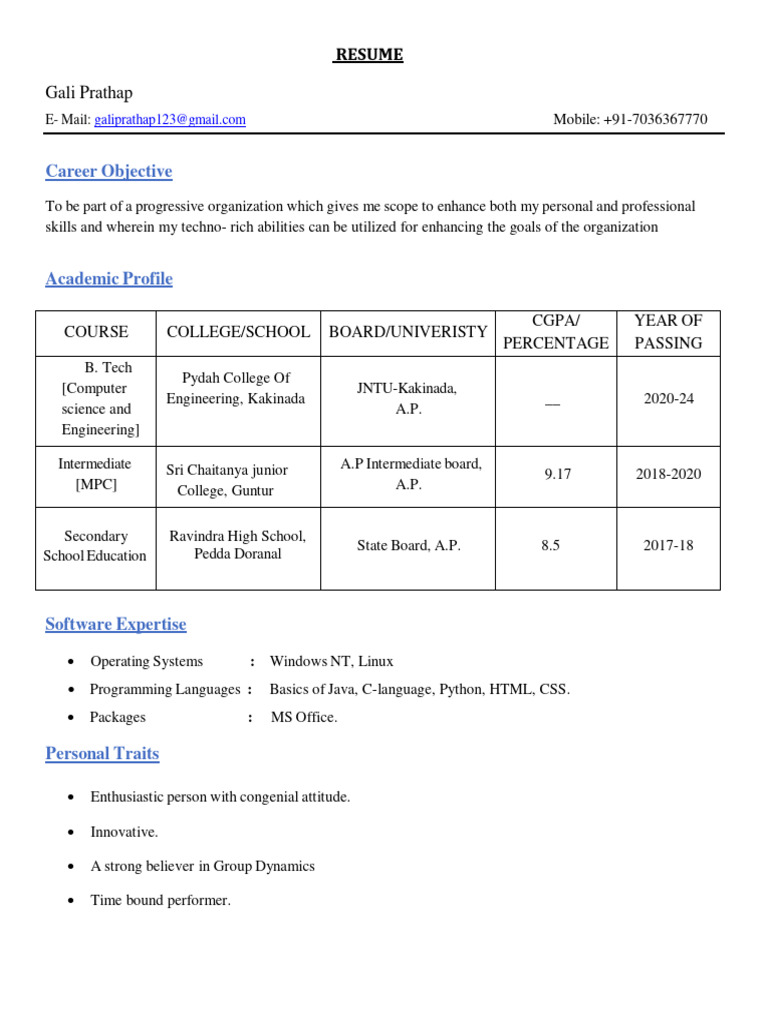 Prathap's Resume 1 | PDF | Graphical User Interfaces | Java (Programming Language)