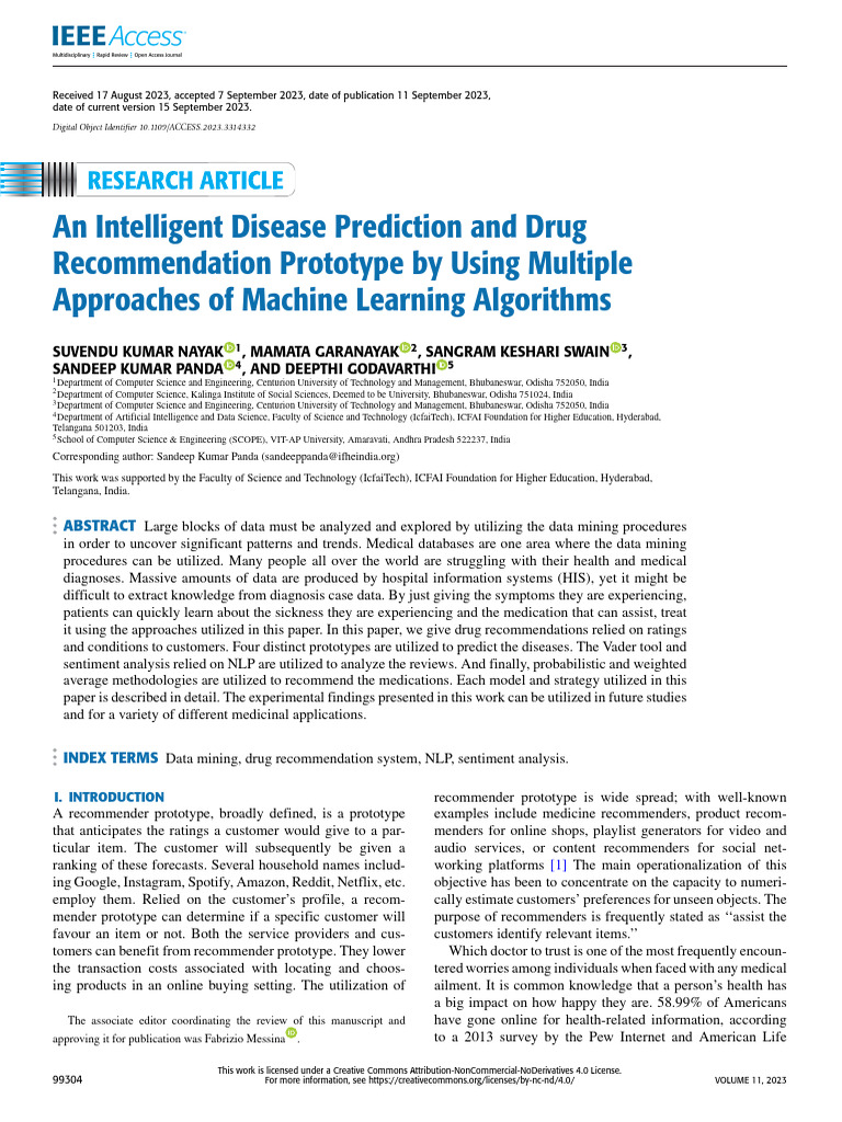 An Intelligent Disease Prediction and Drug Recommendation Prototype by ...