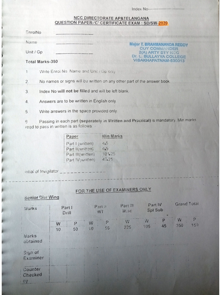 C Certificate Model Paper 2020 | PDF