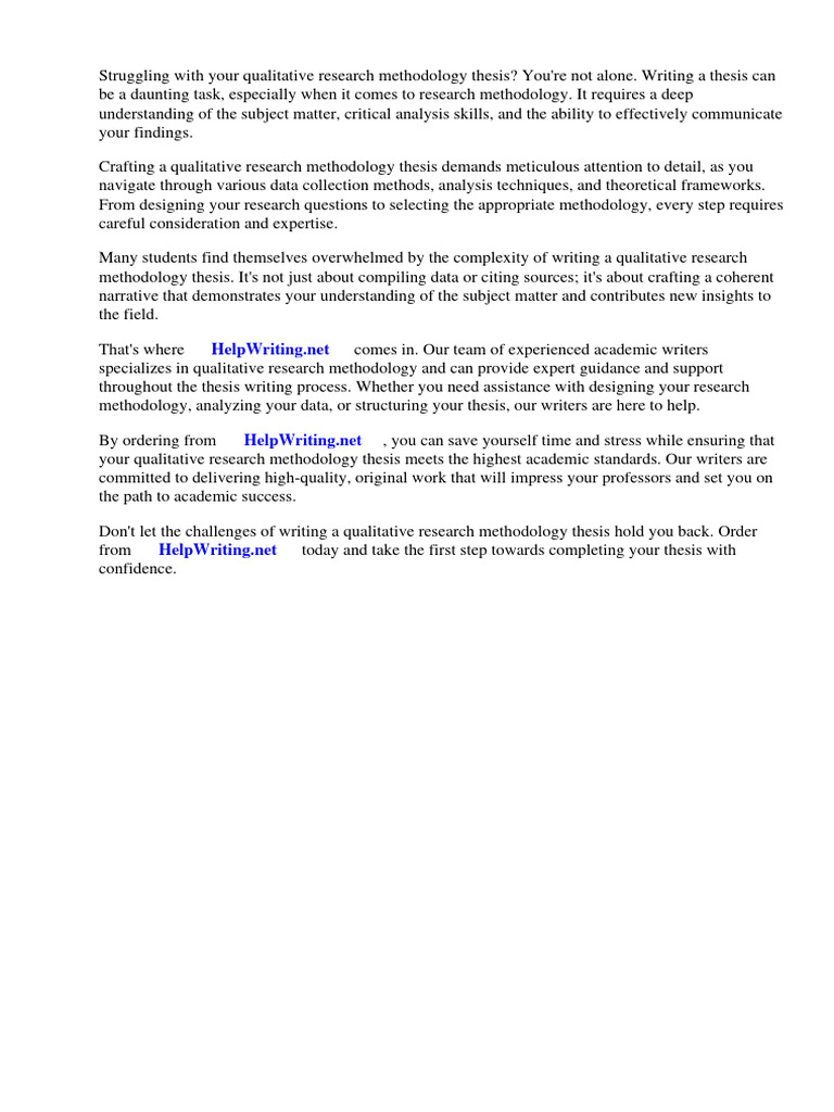Qualitative Research Methodology Thesis | PDF | Methodology ... Qualitative Research Methodology Thesis | PDF | Methodology ...