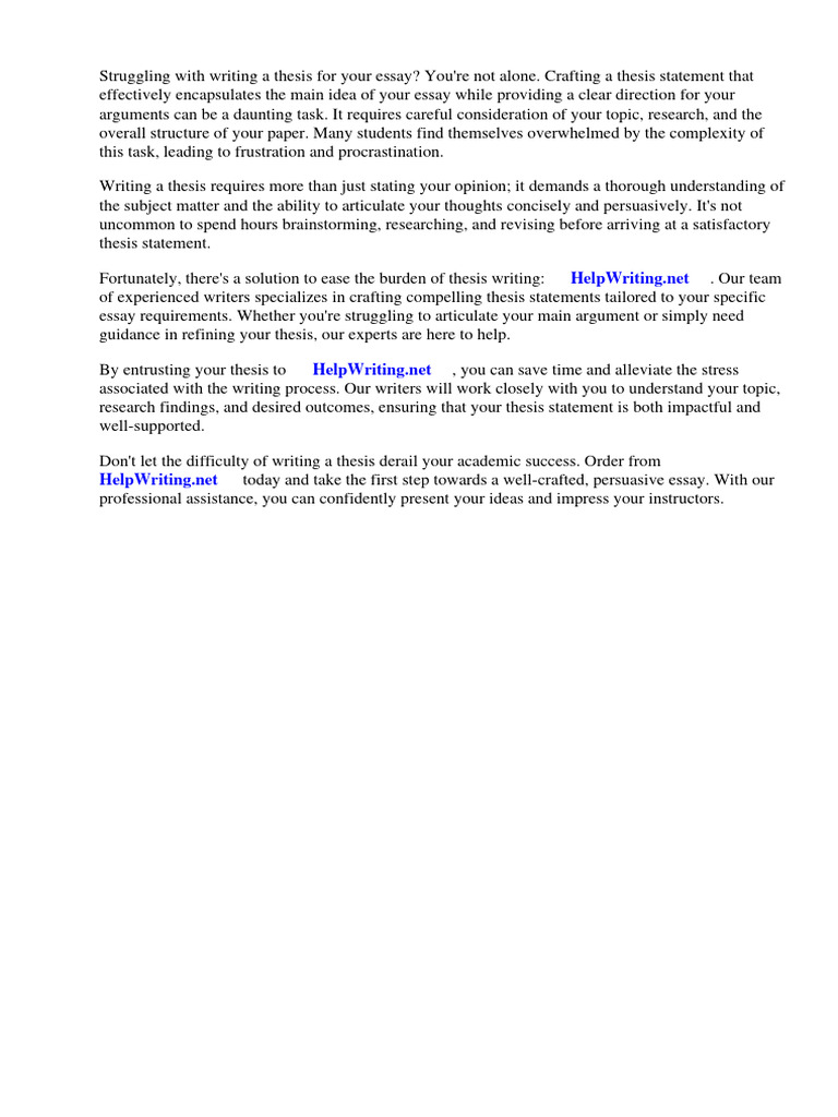 Expert Thesis Writing Assistance | PDF | Essays | Thesis