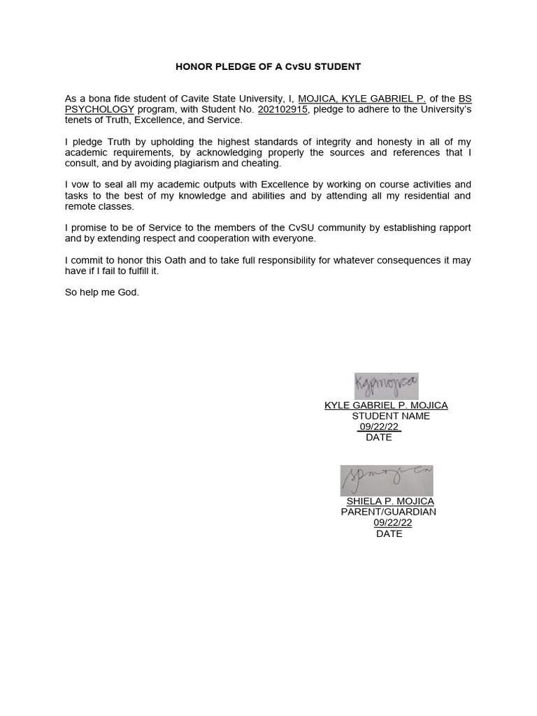 Honor Pledge | PDF